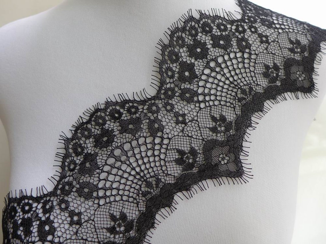 Black Lace Trim Chantilly Lace Scalloped Trim Bridal - Etsy