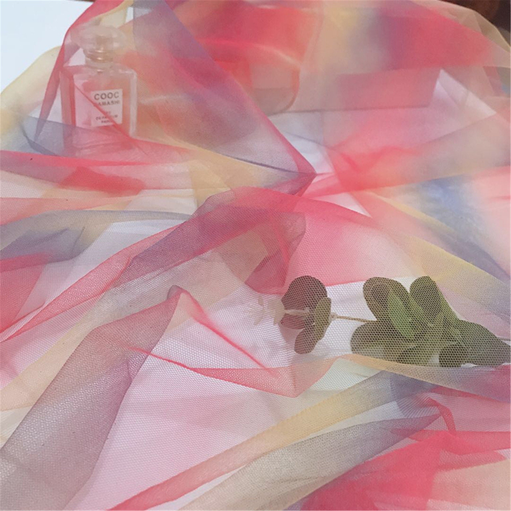 Dream Rainbow Tulle Fabric, Tulle Mesh Lace Fabric With Gradient Colors ...