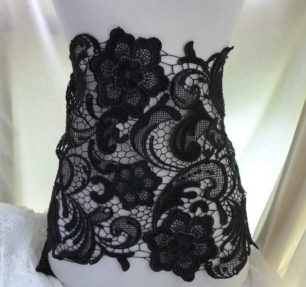 Wide Black Lace Trim Elegant Guipure Black Lace Fabric Trim | Etsy