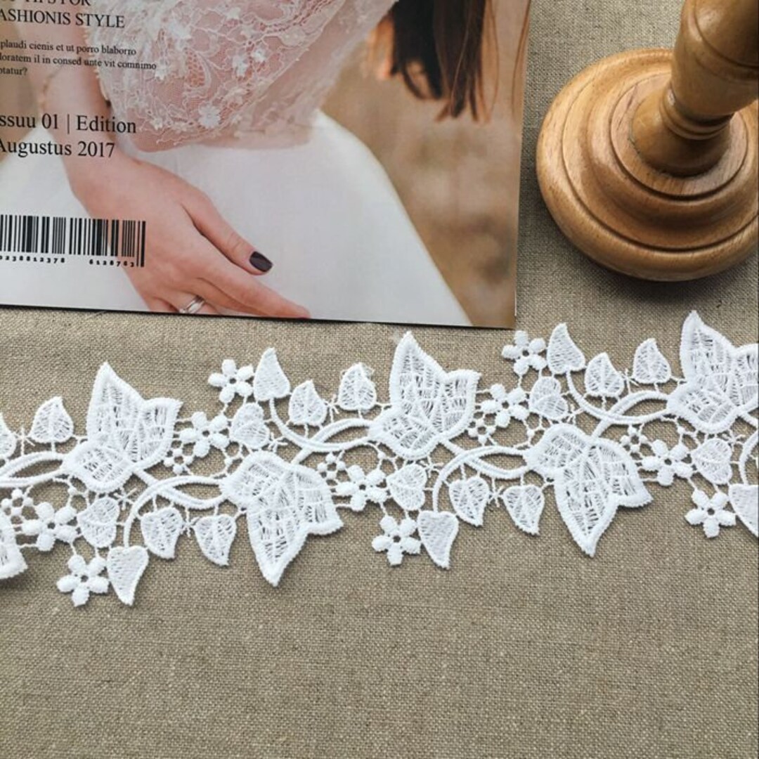 Venice Lace Trim, White Beautiful Leaf Pattern Trim for Wedding Dress ...