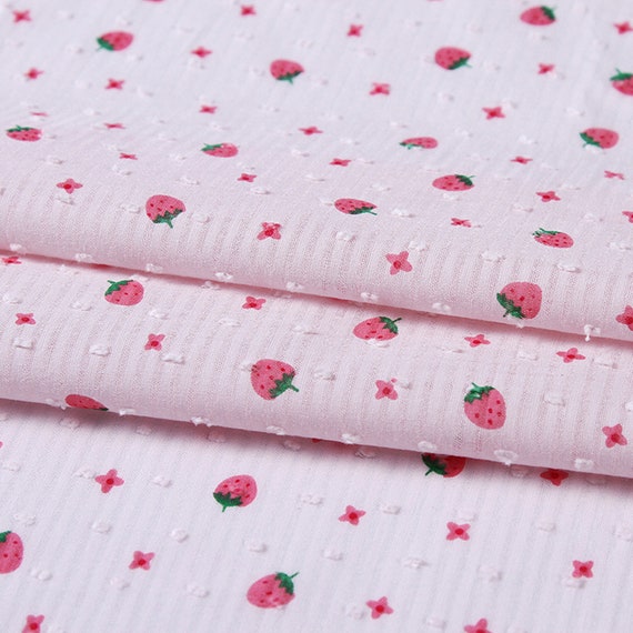 Strawberry Fabric Strawberry Print Cotton Fabric With 3D - Etsy