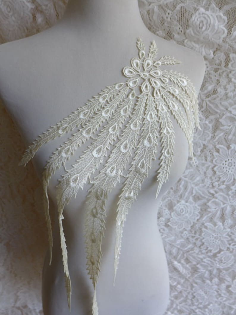 Ivory venise lace applique for wedding lace jewelry gown | Etsy