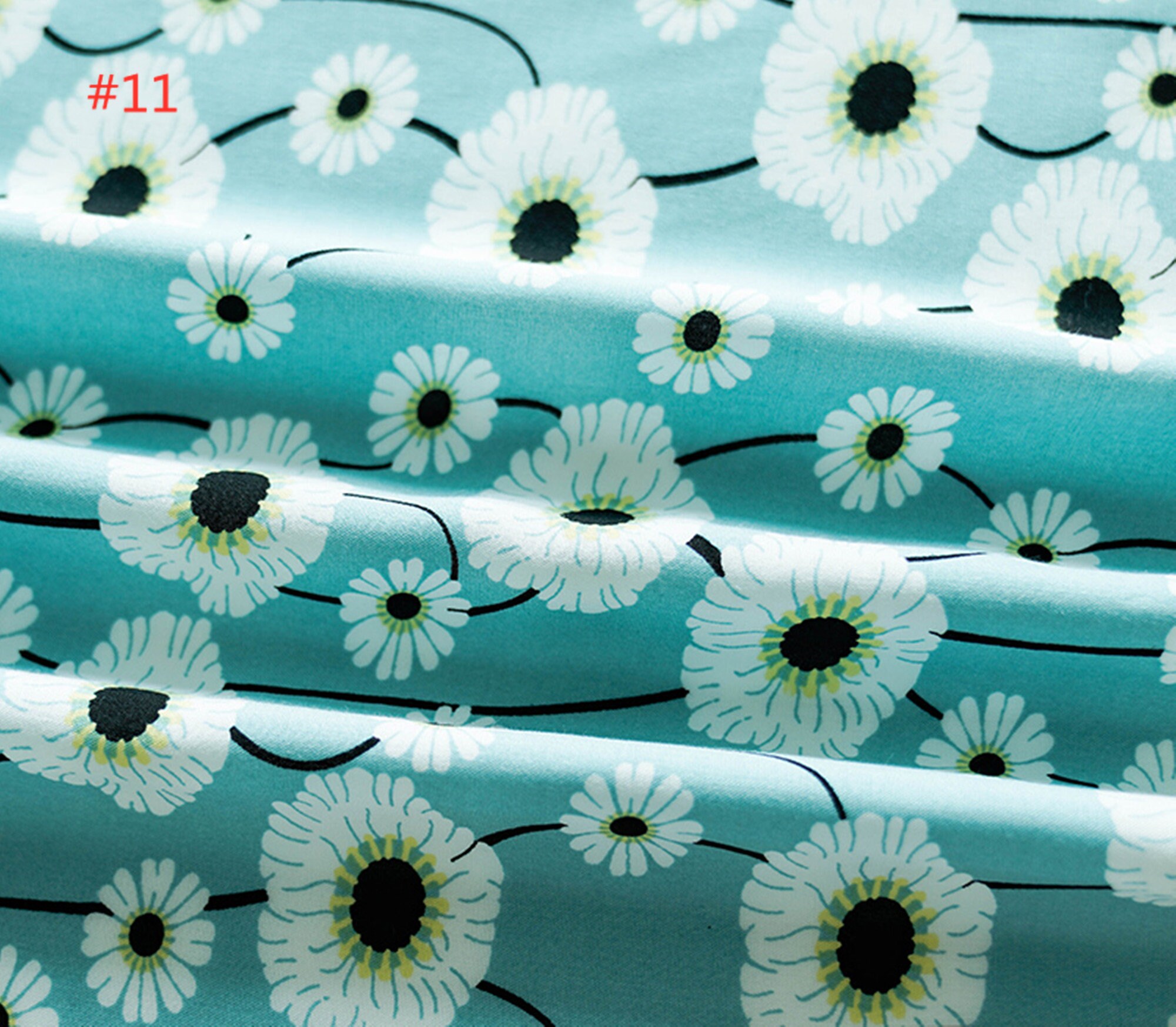 Print Fabric Cotton Poplin Cotton Fabric Daisy Floral Print | Etsy