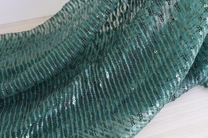 Chic Sequined Fabric, Dark Green Sequins Embroidered Mesh, by Half/one ...