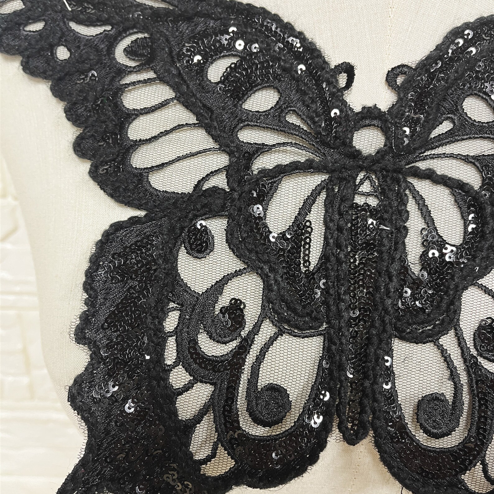 Butterfly Lace Applique, Large Butterfly Embroidery Applique, Sequins ...