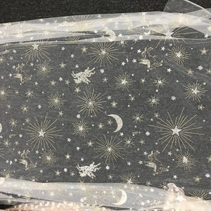 Soft Tulle Fabric Illusion Star Moon Horse Silver Sequin Gold Glitter ...