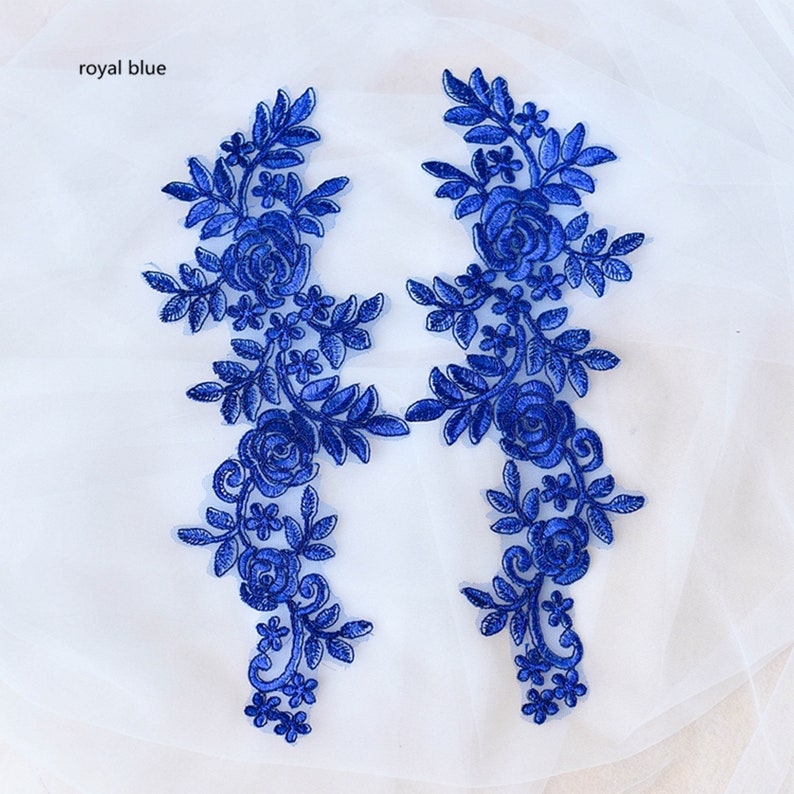 Navy Blue/smoky Gray/pink Beautiful Lace Applique, Leaf Pattern ...