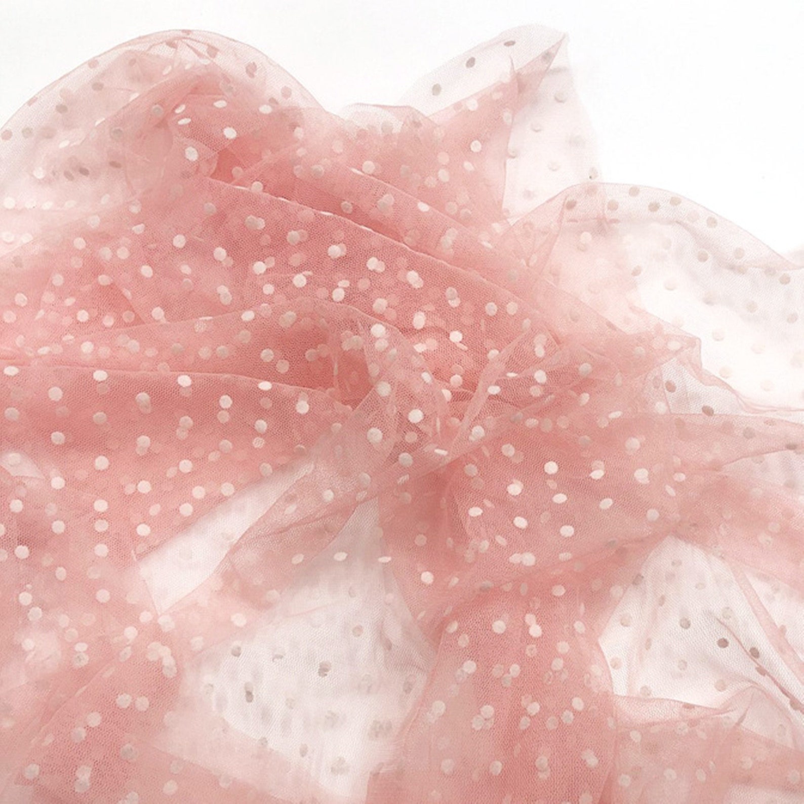 Pink Tulle Lace Fabric with Polka Dots Flocked 5 mm Dot Tulle | Etsy
