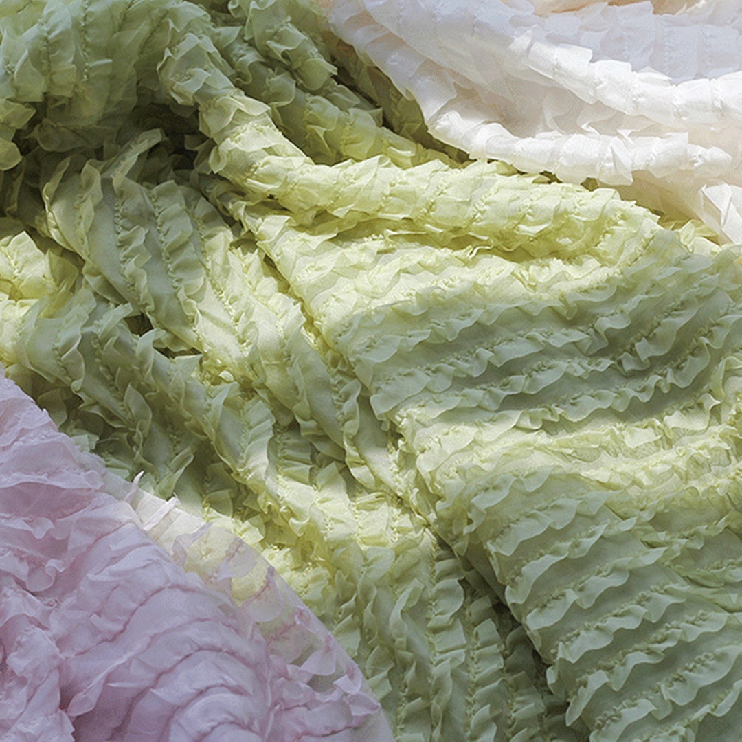 Ruffled Fabric, Chiffon Ruffle Fabric, Multi-layers Pleated Lace Fabric ...