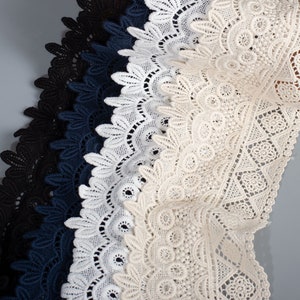 Cotton Lace Trim, Embroidered Crochet Lace, Vintage Lace Trim, Cotton ...