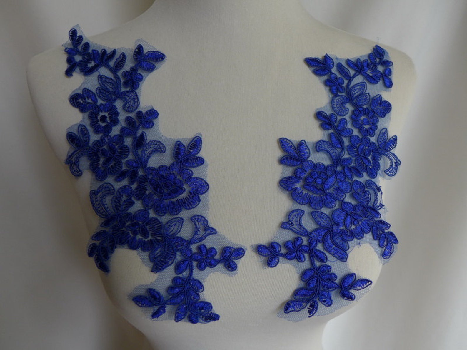 One Pair Royal Blue Applique Embroidered Lace Applique for - Etsy