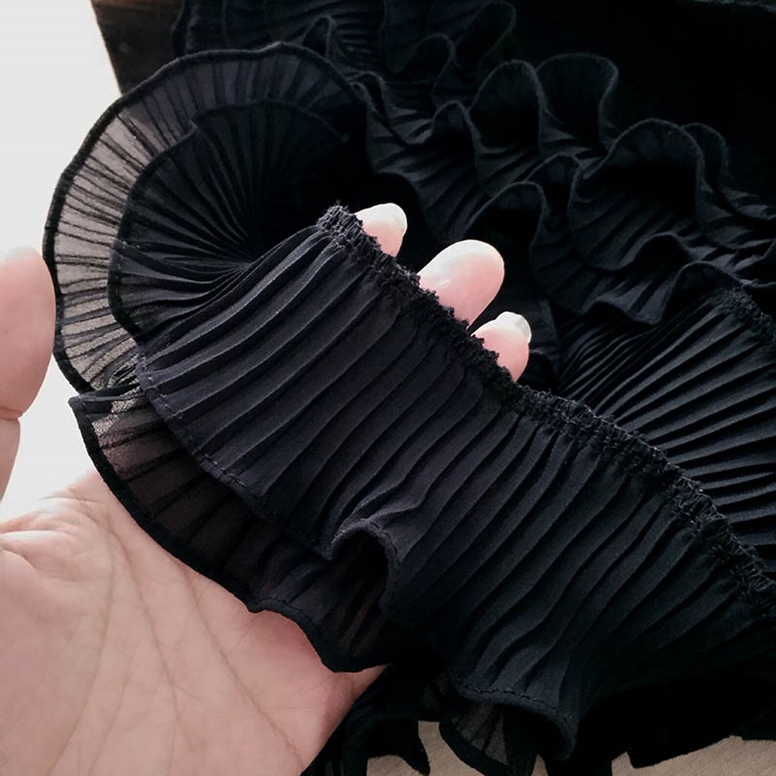 2 Layers Elastic Chiffon Pleated Lace Trim Ruffled Edging - Etsy