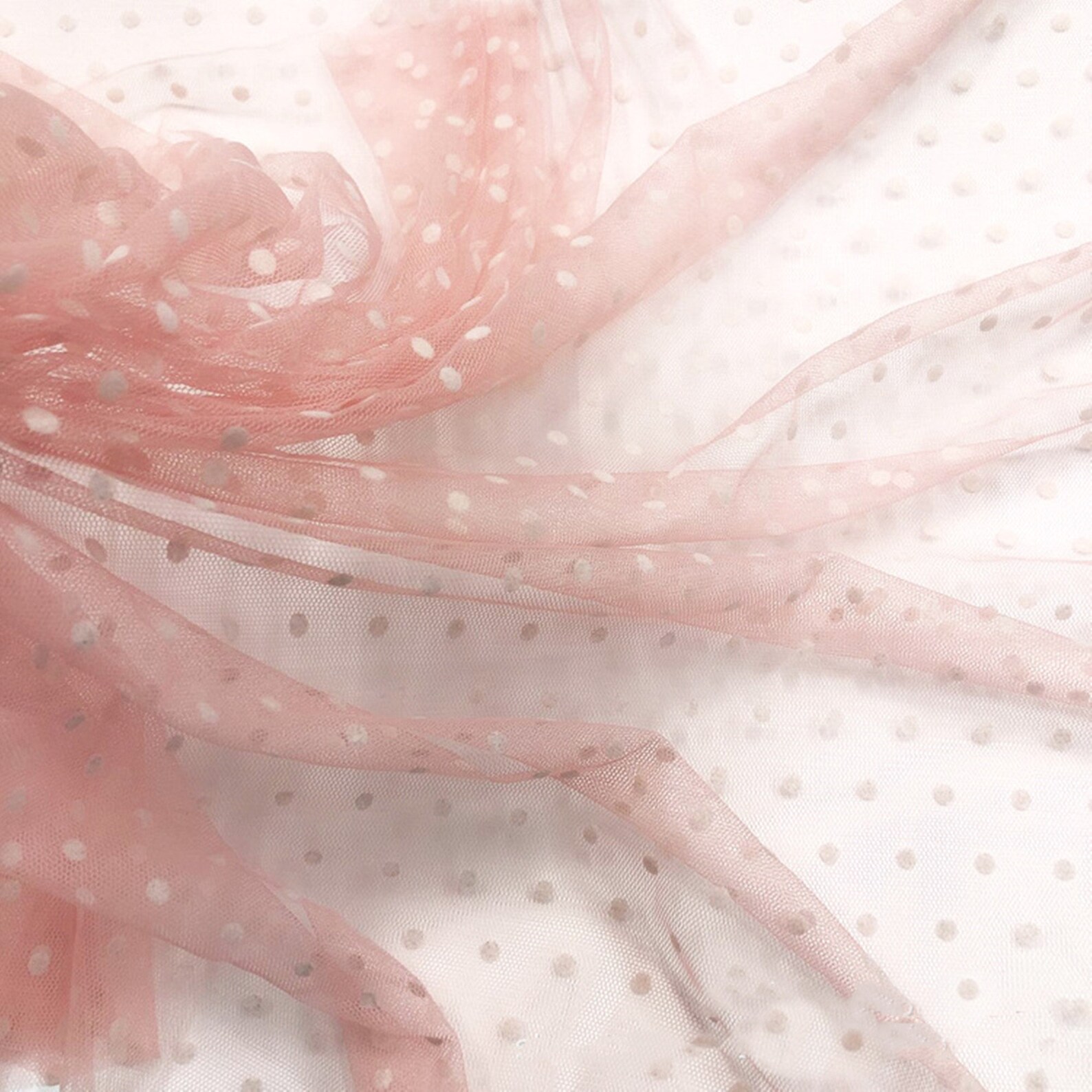 Pink Tulle Lace Fabric with Polka Dots Flocked 5 mm Dot Tulle | Etsy