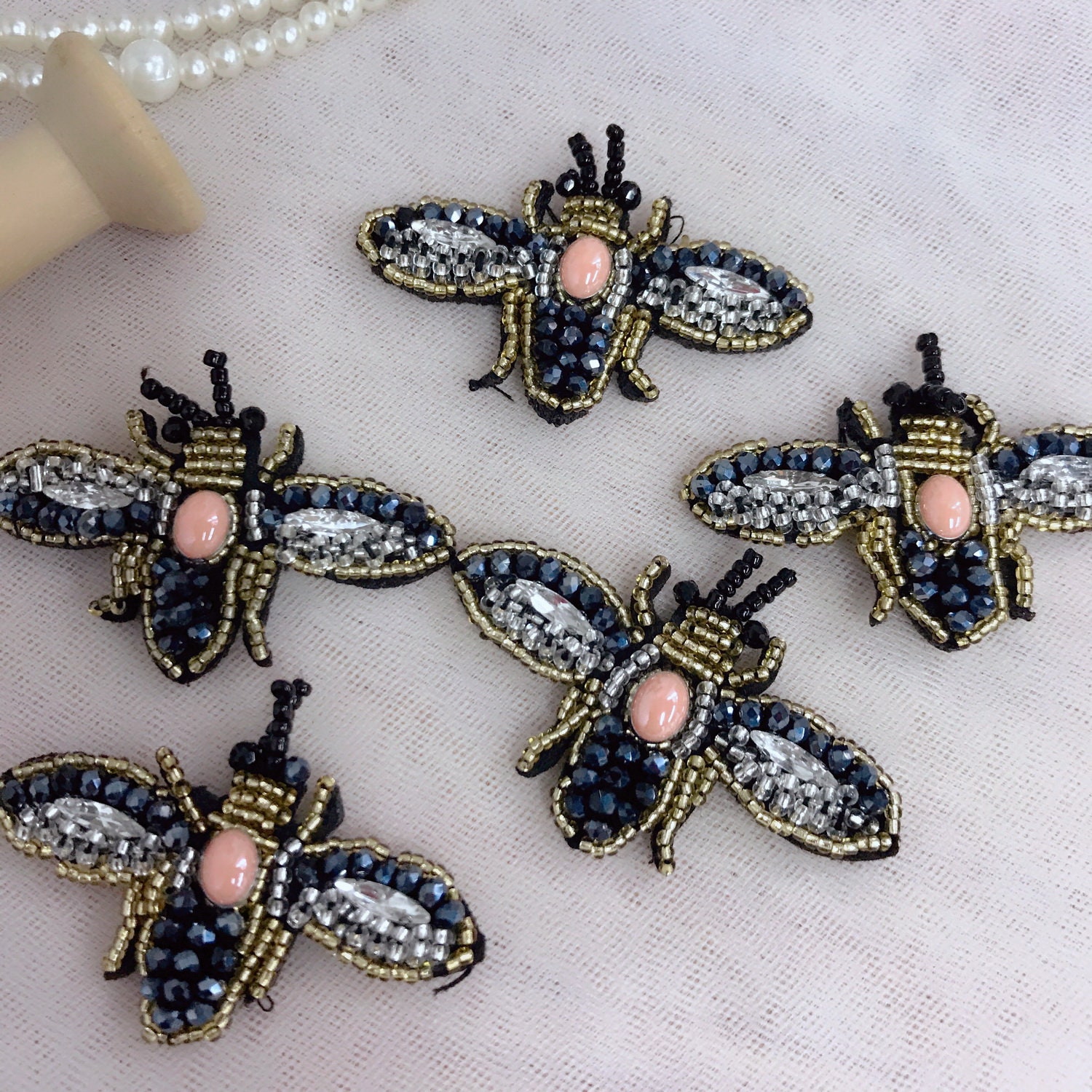 Bee Beaded Patches, Graceful Rhinestone Applique for Clothing DIY ...