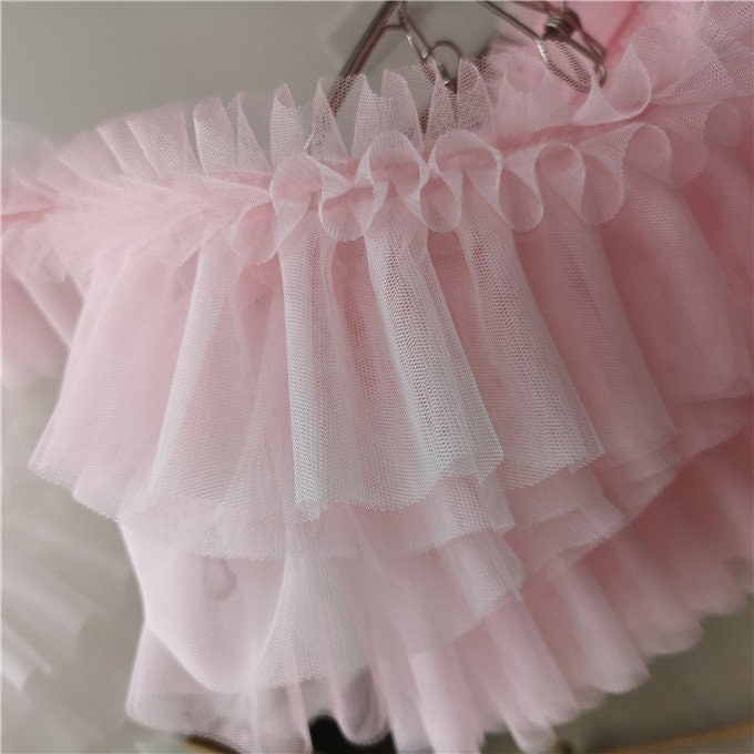 Pink/White Ruffle Lace Trim Ruffled Mesh Lace Trim Pleated | Etsy