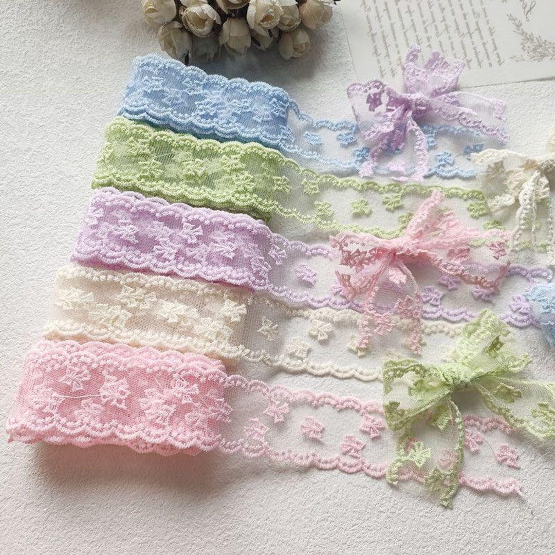 Colorful Lace Trim, Cute Bow-tie Embroidery Tulle Trim, Double ...