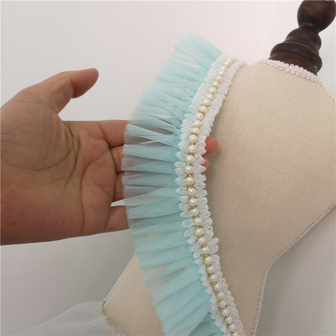 Elegant Ruffle Lace Trim With Pearl Beautiful Tulle Ruffle | Etsy