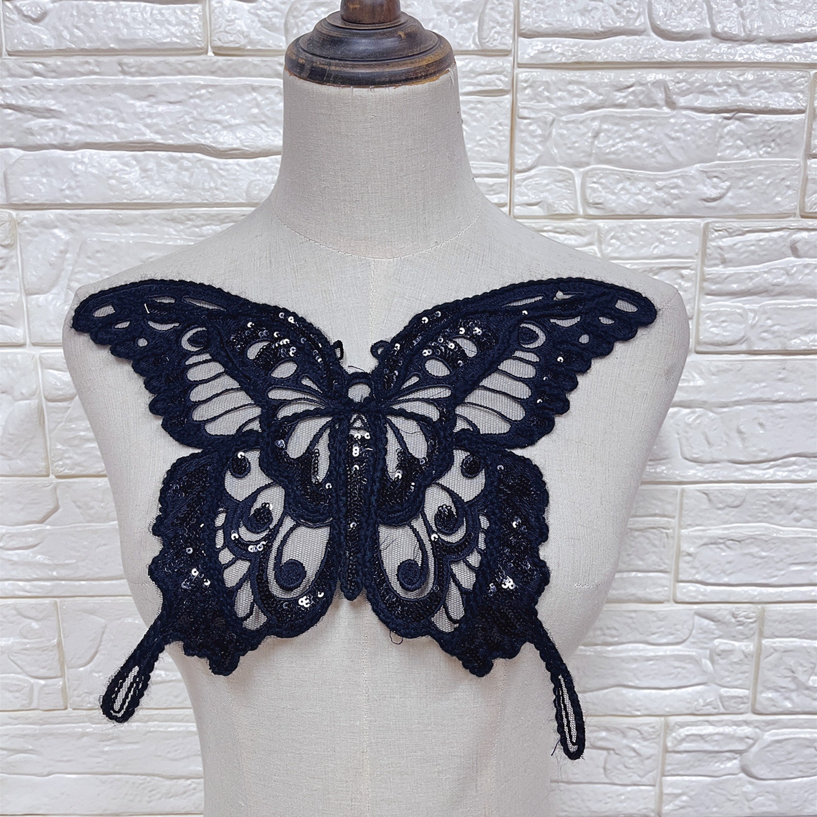 Butterfly Lace Applique, Large Butterfly Embroidery Applique, Sequins ...