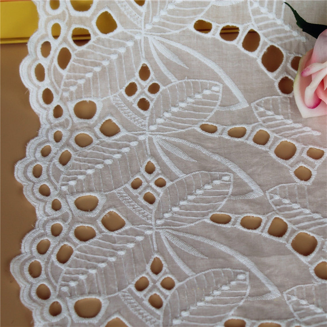 Embroidered Eyelet Cotton Lace Embroidery Scalloped Cotton | Etsy
