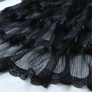 Beige /black Ruffle Fabric, Ruffled Tulle Fabric, Pleated Tulle Lace ...