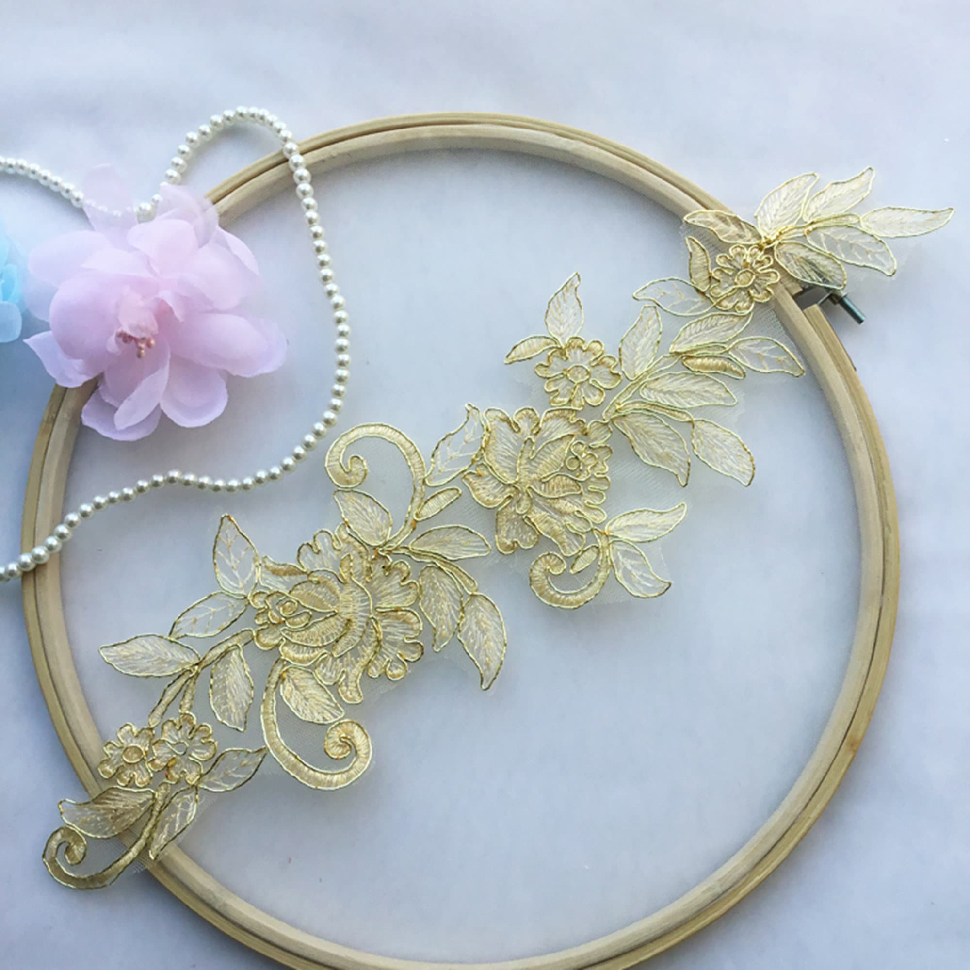 Gold Lace Applique Alencon Applique Corded Flowers - Etsy