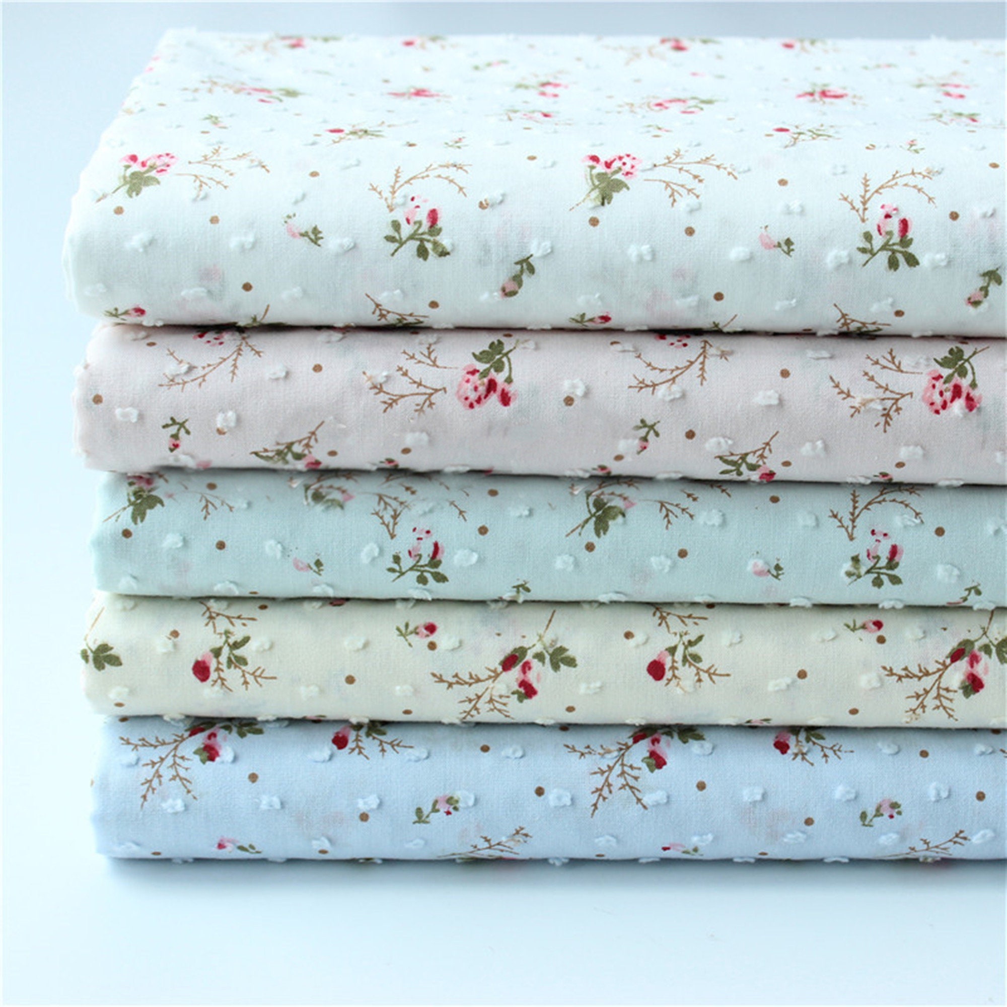 Exquisite Small Flowers Print Cotton Fabric With 3D Polka - Etsy