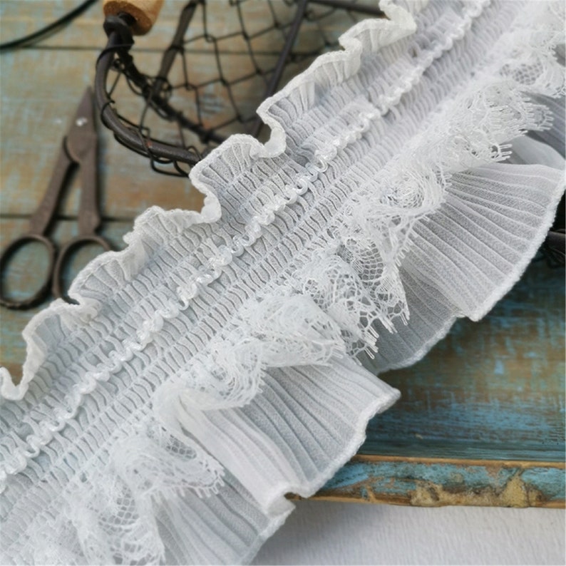 Stretch Ruffle Lace Trim Ruffle Chiffon Trim Pleated Stretch | Etsy
