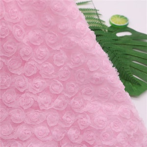 10 Colors 3D Floral Fabric, Rose Bouquet Fabric on Mesh, 3D Rosette ...