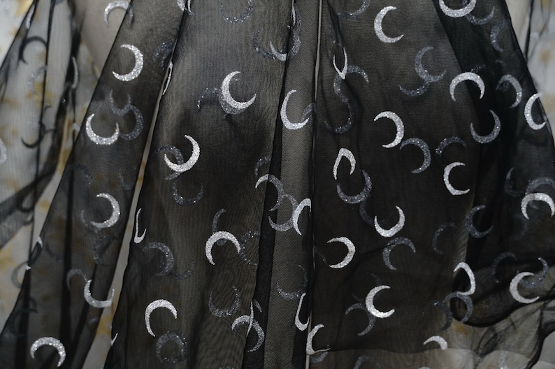 Moon Lace Fabric Moon Print Tulle Mesh Fabric Silver Half - Etsy UK