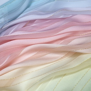 1 Yard Ombre Chiffon Fabric Gradient Rainbow Fabric With Shinny Thread ...