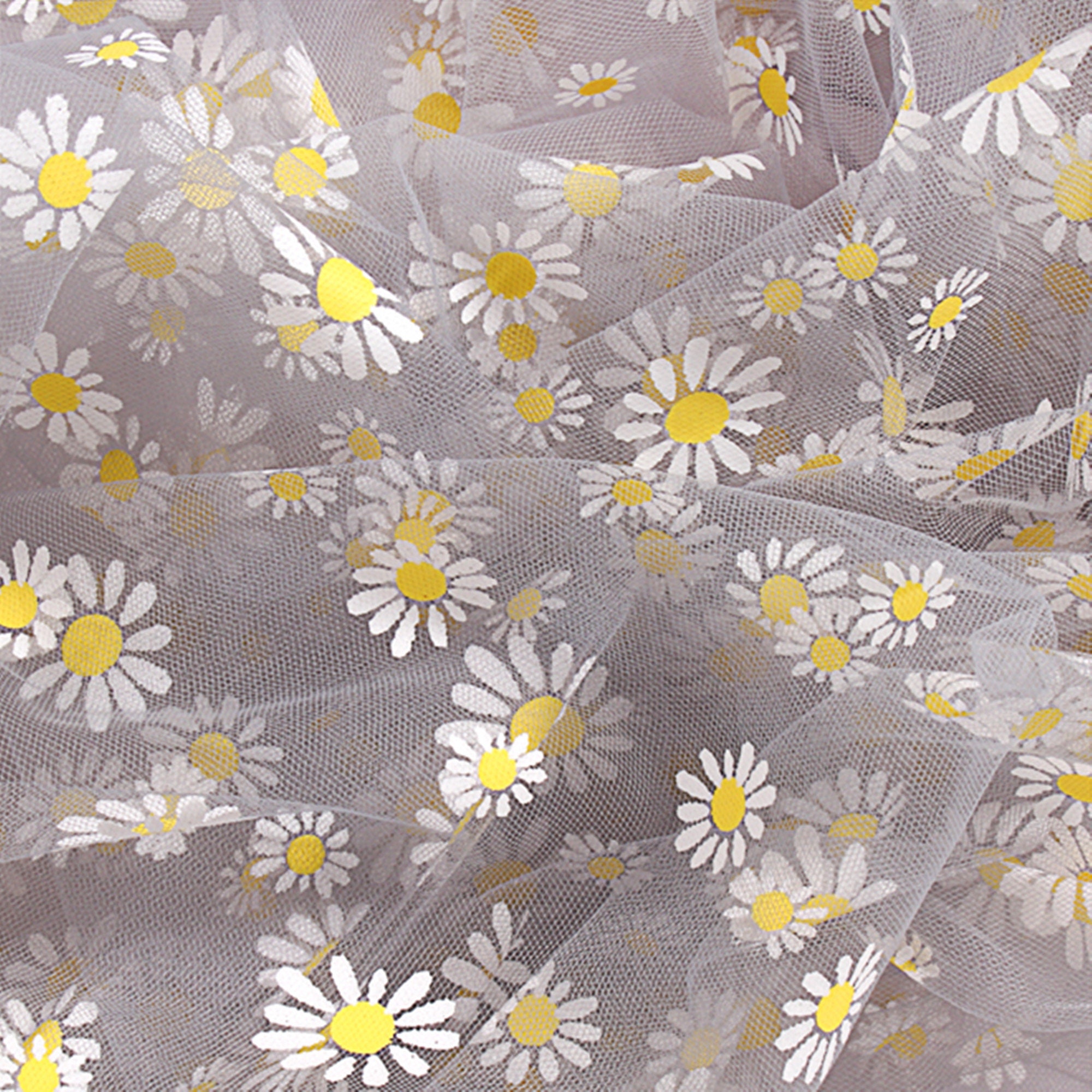 Daisy Lace Fabric Daisy Print Tulle Mesh Lace Fabric Daisy | Etsy