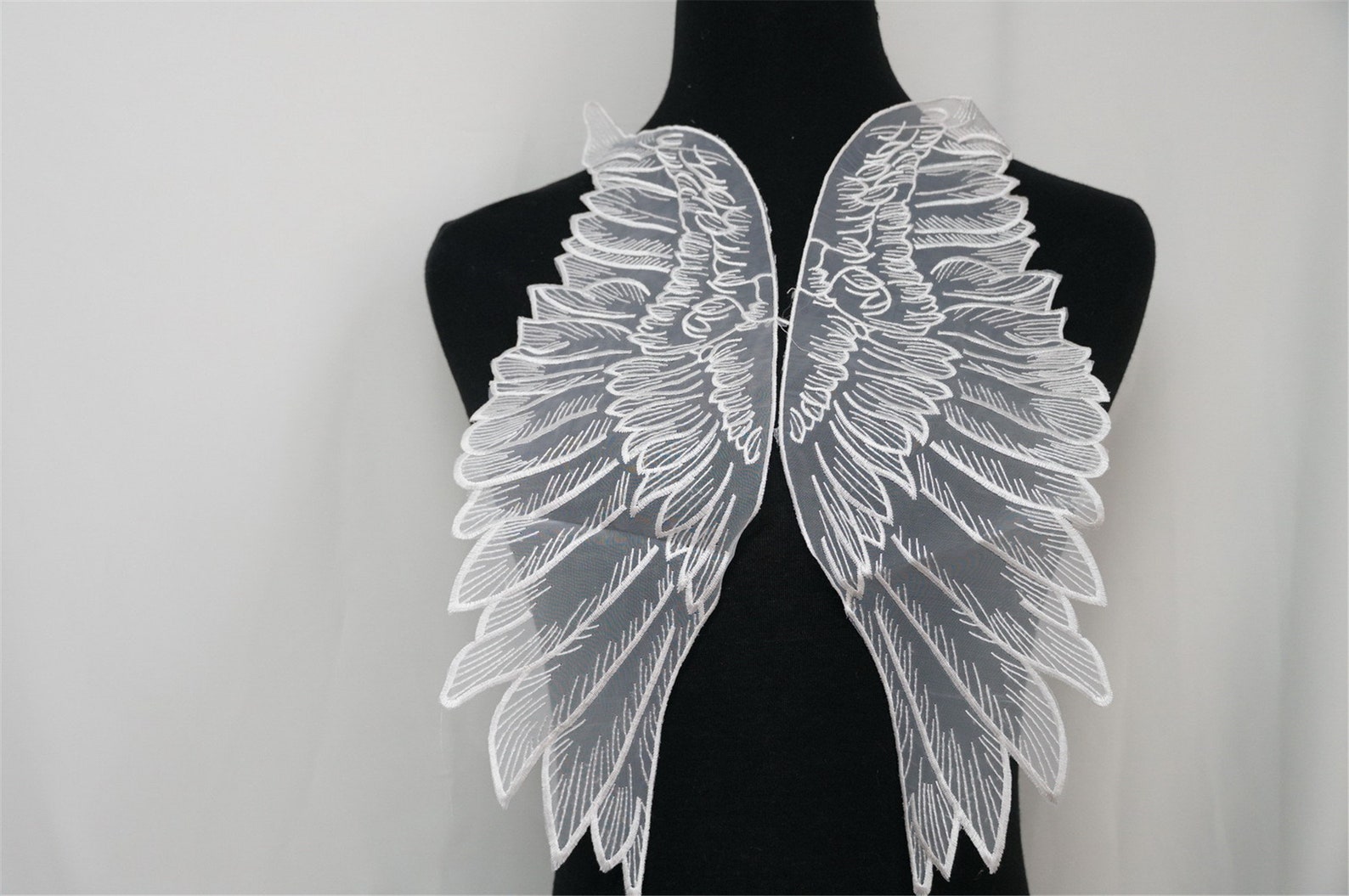 Pair of Large Organza Embroidered Angel Wing Lace Applique - Etsy