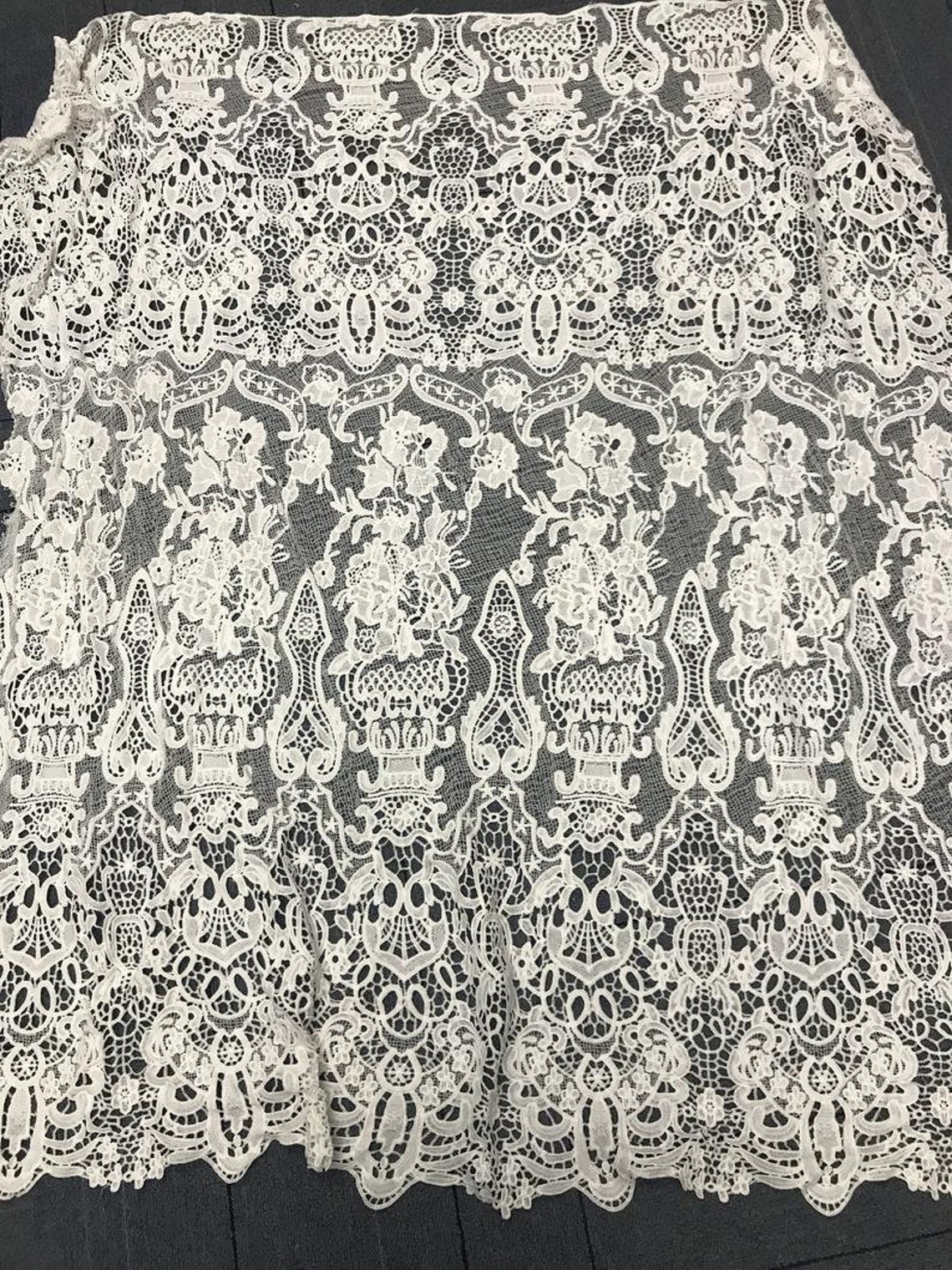 Off White Hollowed Out Fabric Vintage Venice Lace Fabric | Etsy