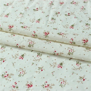 Exquisite Small Flowers Print Cotton Fabric With 3D Polka Dots, Cotton ...