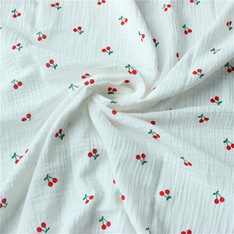 1 Yard Adorable Cherry Prints Double Gauze Baby Cotton Muslin - Etsy