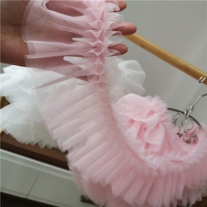 Pink/White Ruffle Lace Trim Ruffled Mesh Lace Trim Pleated | Etsy