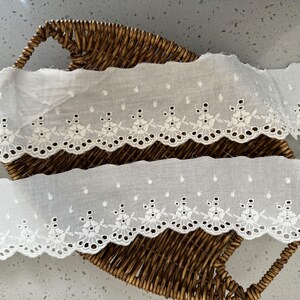 White Beige Cotton Lace Trim, 2.4 Wide Cotton Lace Trimming, Flower ...