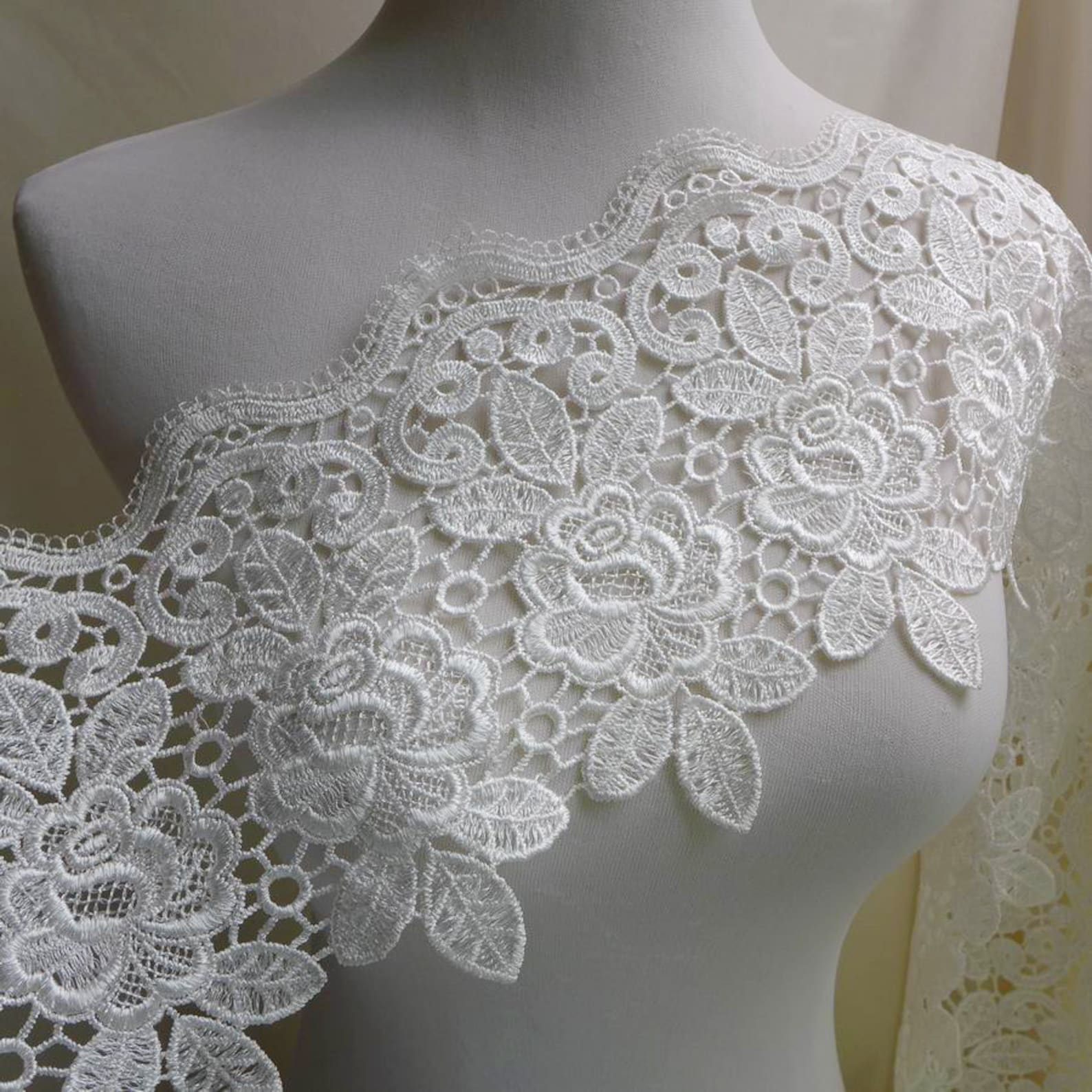 7.1 Ivory venice lace trim for bridal dress wedding | Etsy