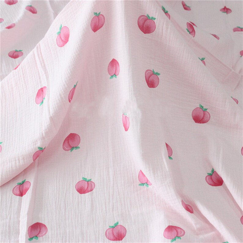Cute Peach Prints Double Gauze Baby Cotton Muslin Crinkly | Etsy