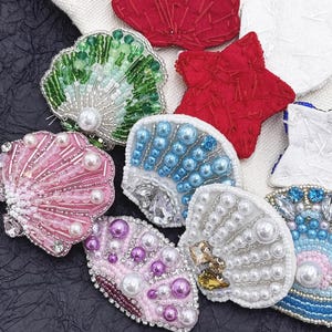 Colorful 3d Applique, Cute Sew-on Shell Pearl Beaded Patch for Party ...