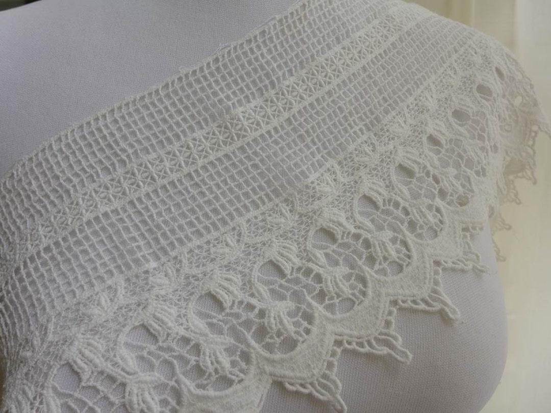 Cotton Lace Trim, Wide off White Lace, Embroidery Hollowed Out Lace ...