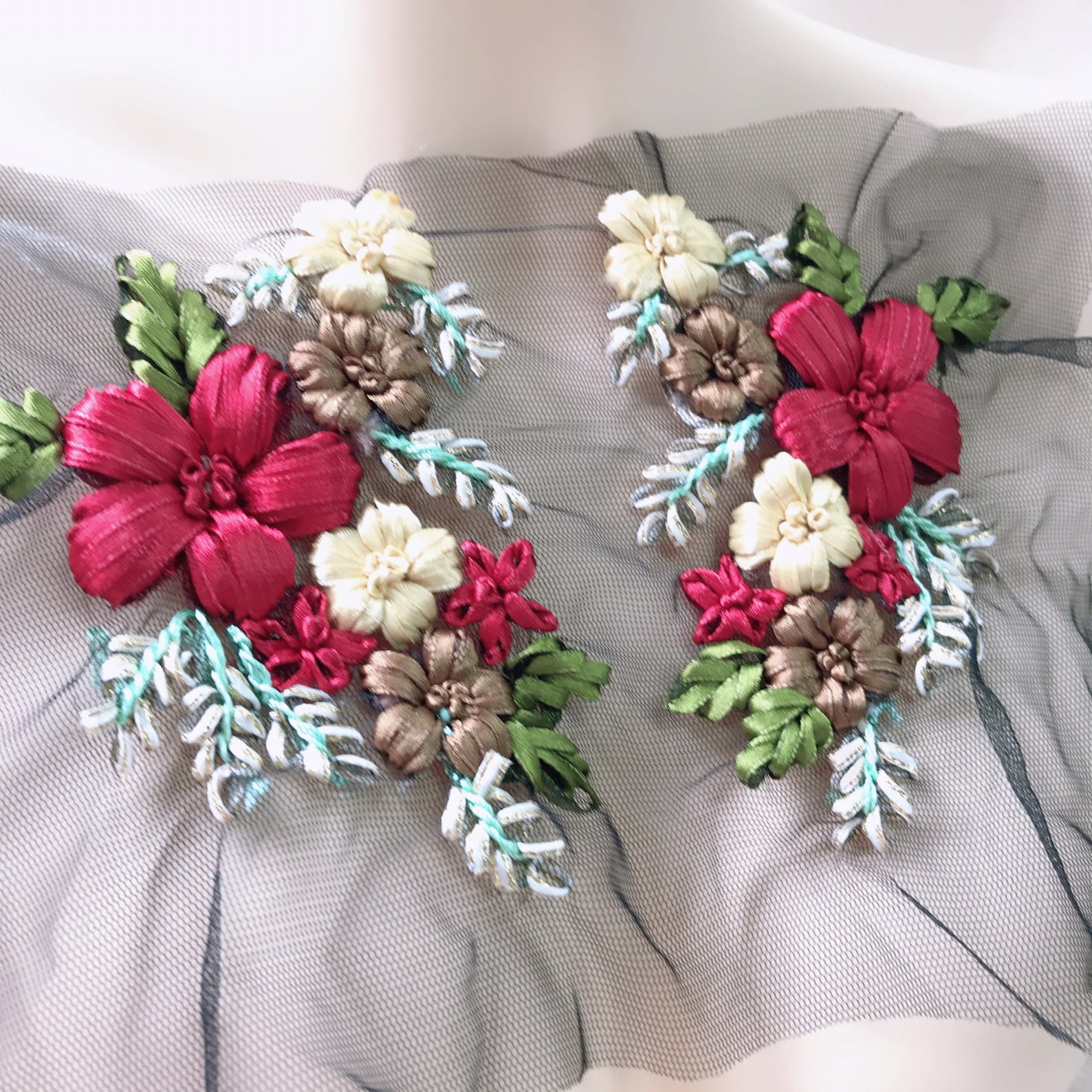 Burgundy Apricot Lace Flower Patch Multi-color Lace Applique | Etsy