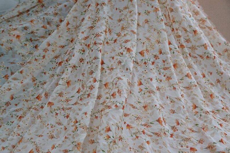 Fashion Chiffon Fabric With Print Colorful Floral Embroidery | Etsy