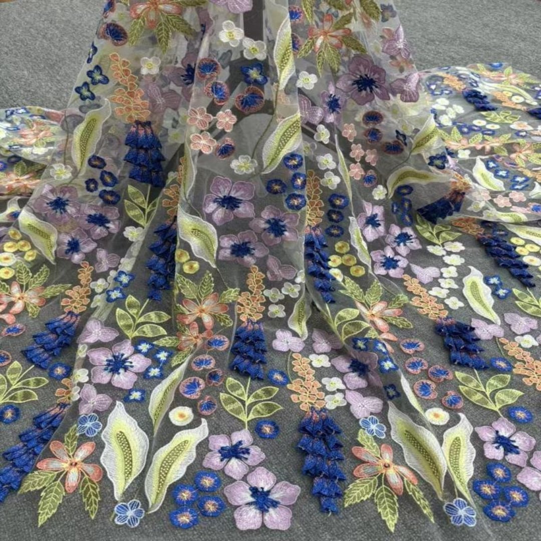Exquisite 3d Flower Embroidered Fabric, Floral Fabric for Prom Gown ...