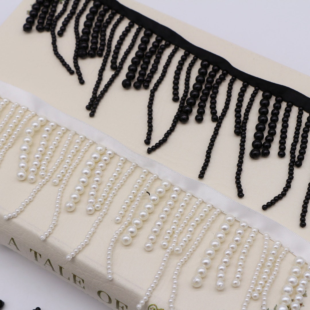 Beaded Pearl Fringe Tassel Trim, Peral Fringe Trim, Pearl Ribbon Trim ...