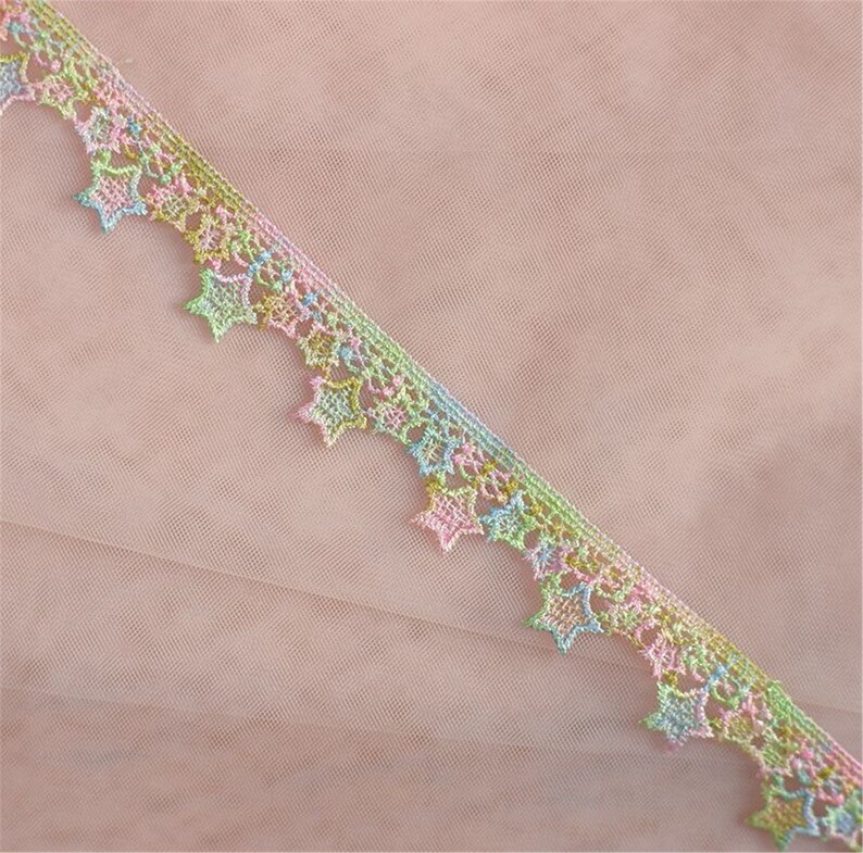 Dreamy colorful lace trim star lace trim lolita style lace | Etsy