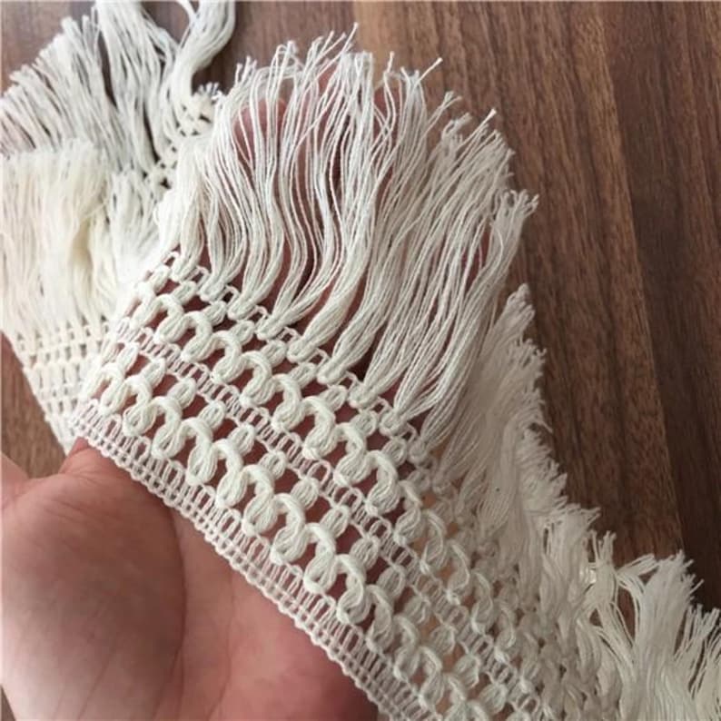 12cm Wide, Lovely Cotton Trim, Beige Tassel Trim for Costume Design ...