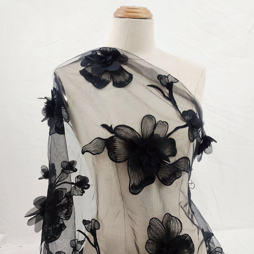 Beautiful 3D Flowers Tulle Fabric, Exquisite Floral Embroidery Bridal ...