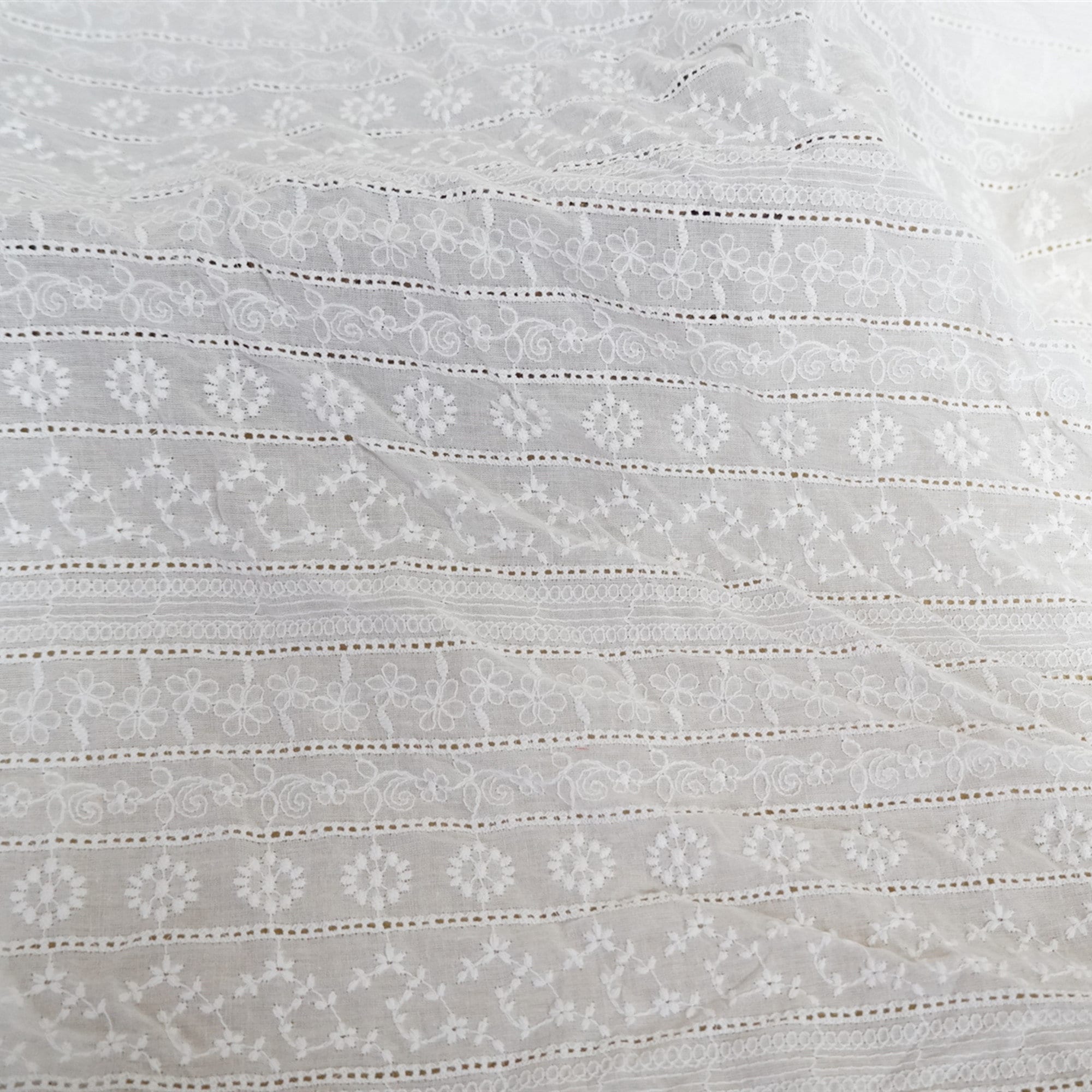 Eyelet Stripe Lace Fabric Floral Embroidery Fabric Cotton - Etsy