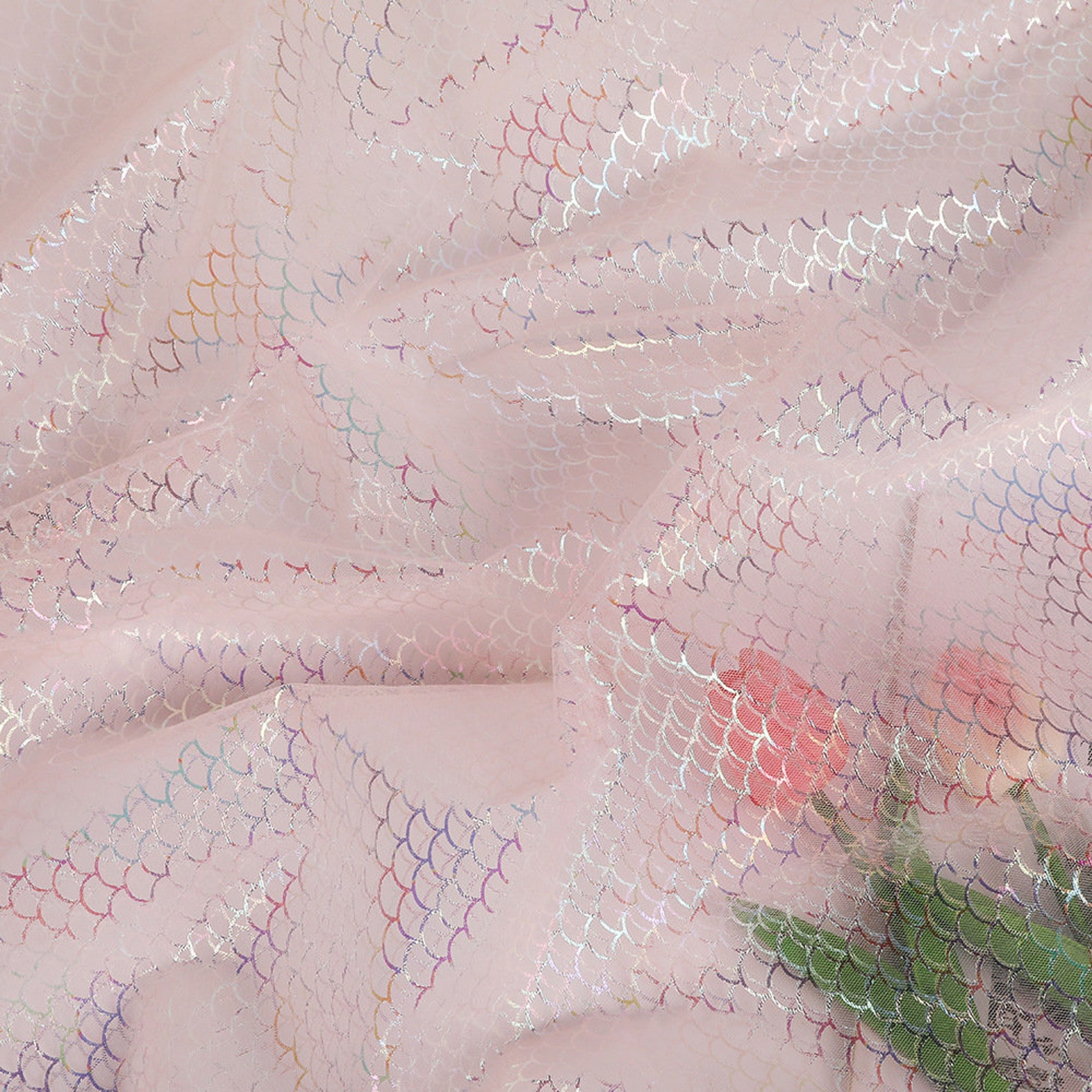 9 Colors Shimmering Fish Scales Pattern Tulle Fabric, Shinny Tulle Lace ...